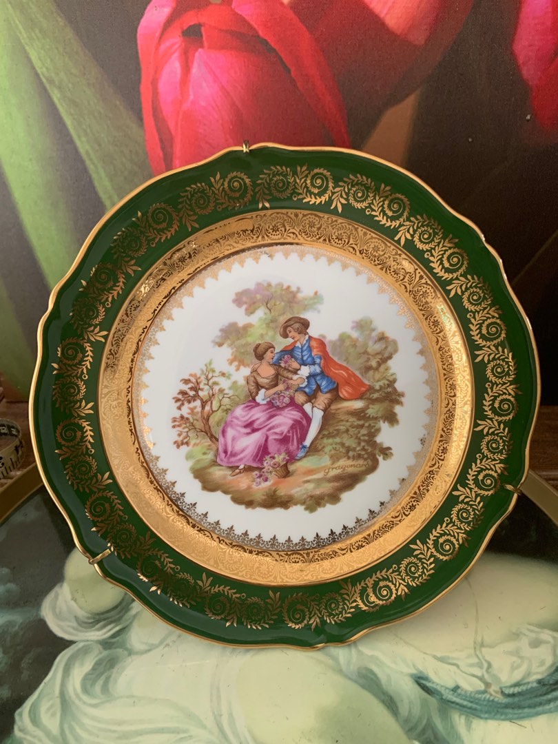 Vintage 10” Porcelaine Artistique LIMOGES-FRANCE porcelain plate with ...