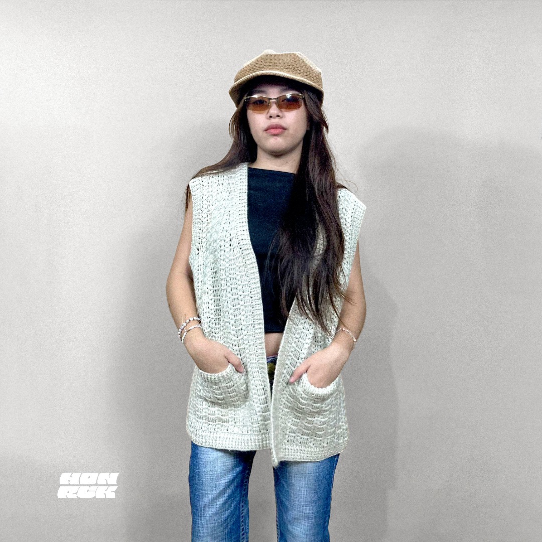 Vintage Susan Marie Fishnet knitted vest, Women's Fashion, Coats ...