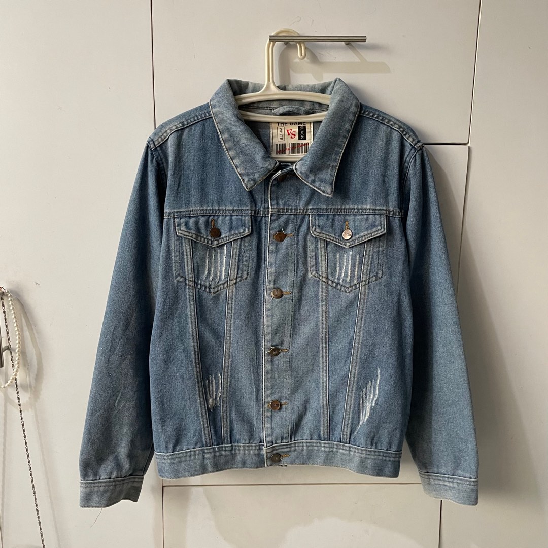 Vintage Tattered Design Denim Jacket, Women's Fashion, Coats, Jackets ...