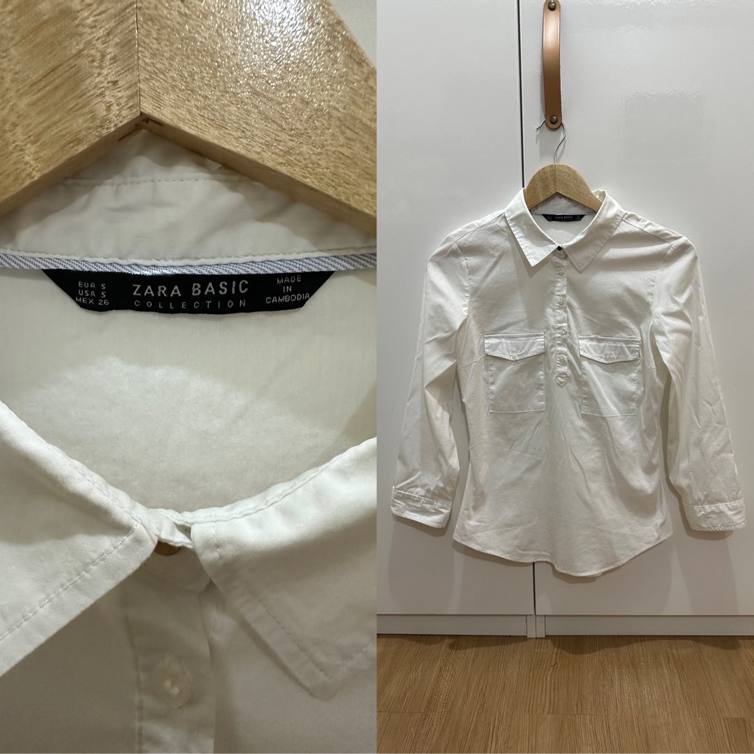 W Zara Basic Collection white long sleeve by 00987, Women's Fashion ...