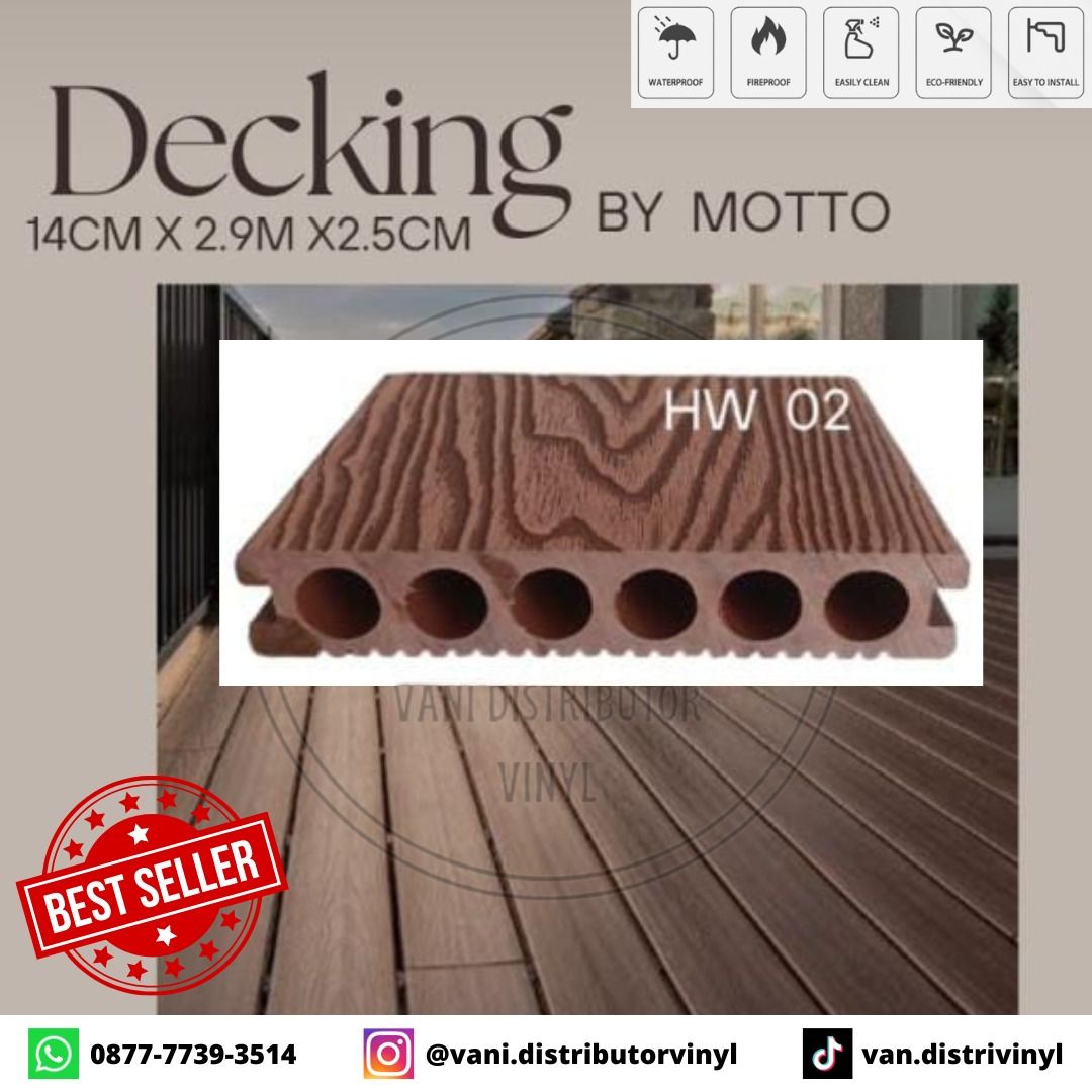 WPC DECKING OUTDOOR 2,9M / LANTAI WPC BY MOTTO TAHAN JAMUR, Properti ...