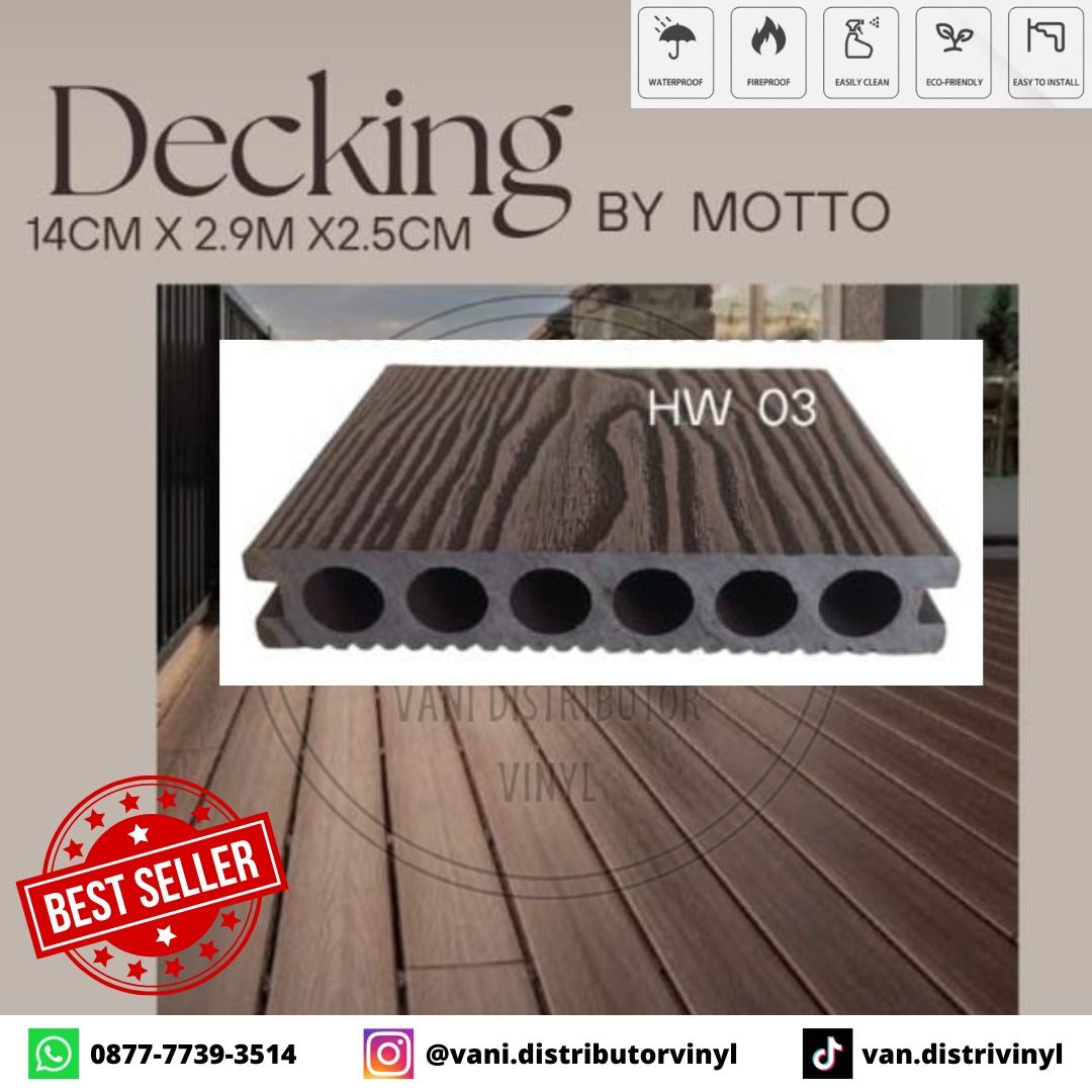 WPC DECKING OUTDOOR 2,9M / LANTAI WPC BY MOTTO TAHAN JAMUR, Properti ...