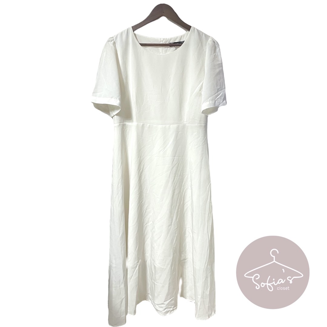XL Midi White Dress Modest Sunday Dress Civil Wedding Dress Samba ...