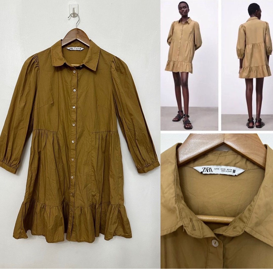 Zara Beige dress, Women's Fashion, Dresses & Sets, Dresses on Carousell