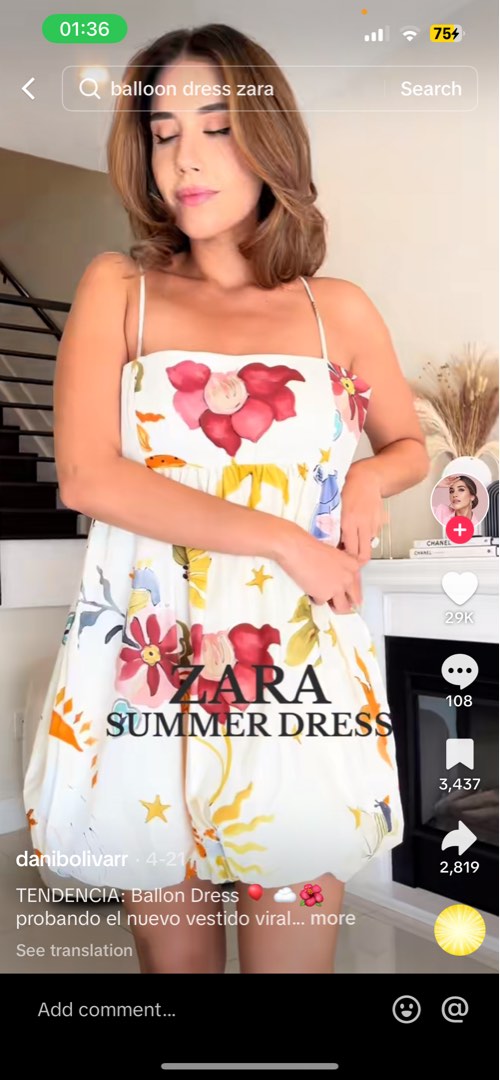 ZARA TIKTOK VIRAL DRESS SUMMER BALLOON FLORAL, Women's Fashion, Dresses ...