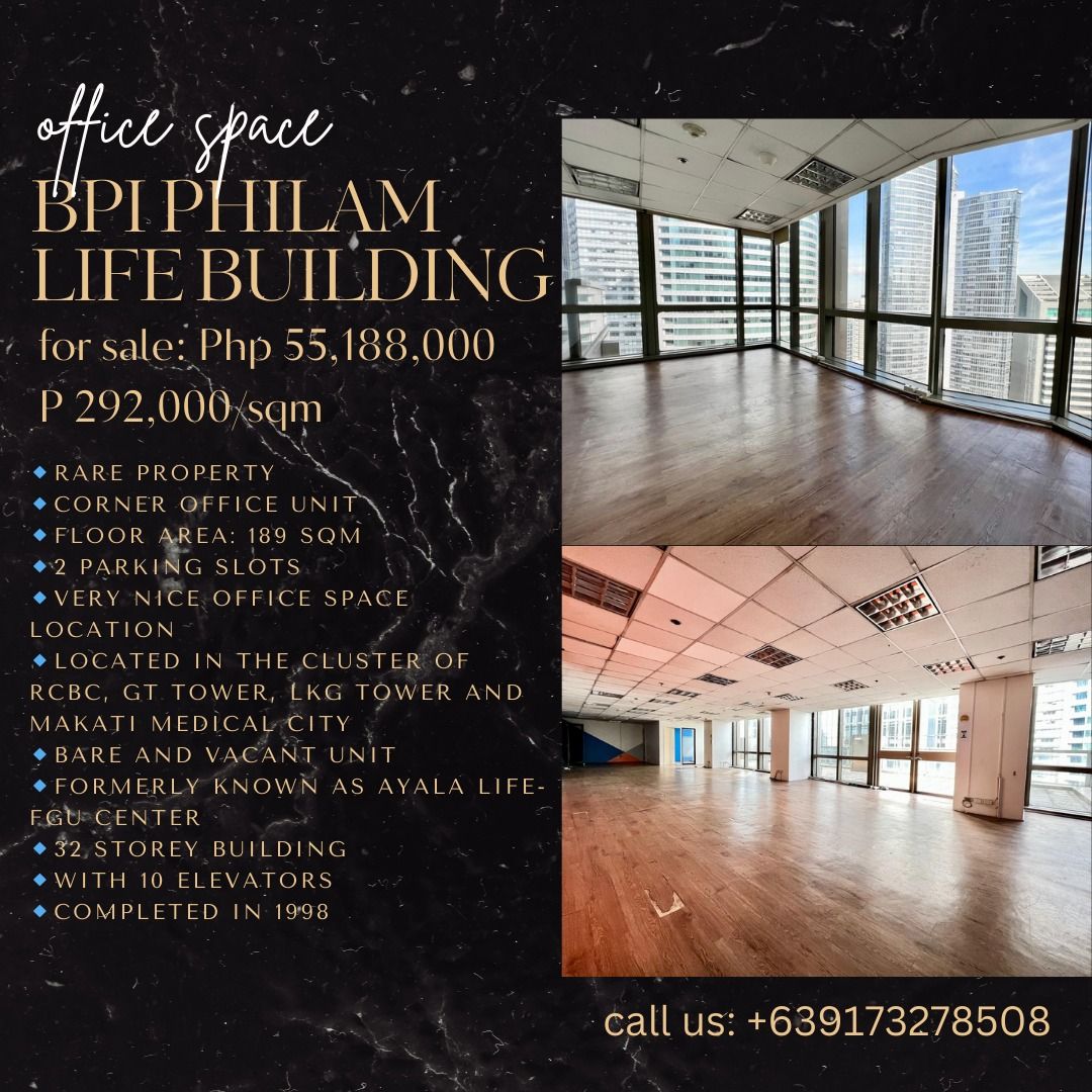 **buyer only** 189sqm office space in BPI Philam Life Building for sale ...