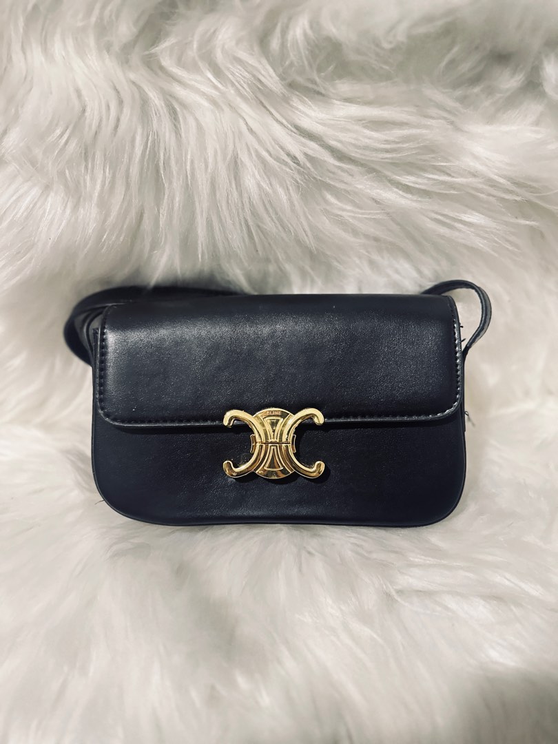 Celine Triomphe Sling Bag - Black, Women's Fashion, Bags & Wallets ...