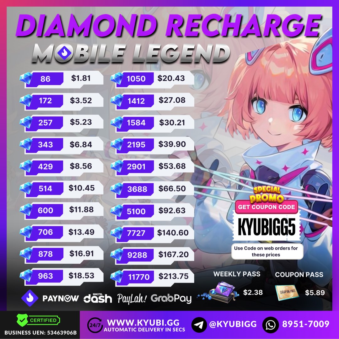 [CHEAPEST WEB 24/7] MLBB Diamonds Instant Top Up | Mobile Legends ...