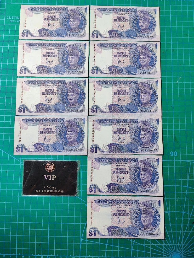 Duit Lama Rm1 Tandatangan Jaafar Hussein Siri Ke-6 Nombor Berturutan 10 ...