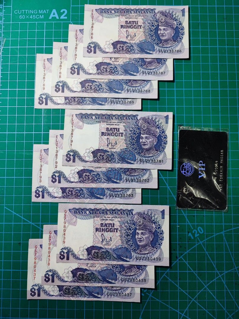 Duit Lama Rm1 Tandatangan Jaafar Hussein Siri Ke-6 Nombor Berturutan 10 ...