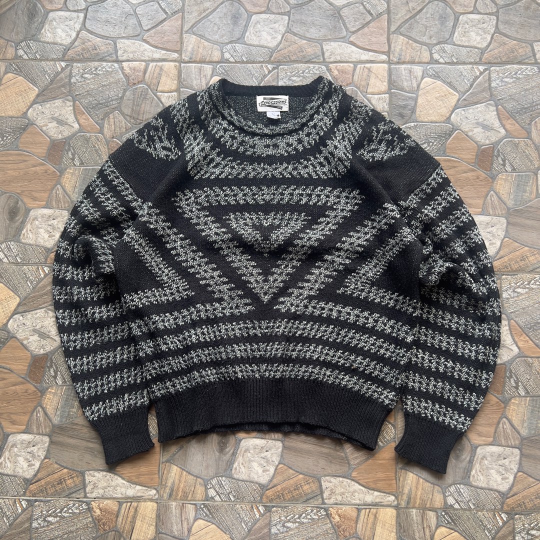 Expressions Wool Sweater Mens Upside Down Triangle Pattern, Men's ...