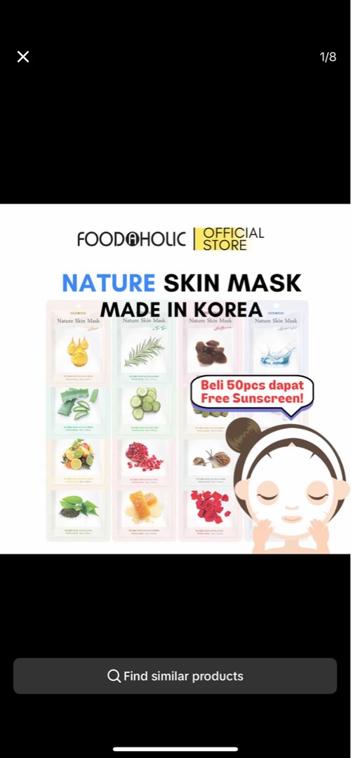 Foodaholic Sheet Mask 19pcs, Beauty & Personal Care, Face, Face Care on ...