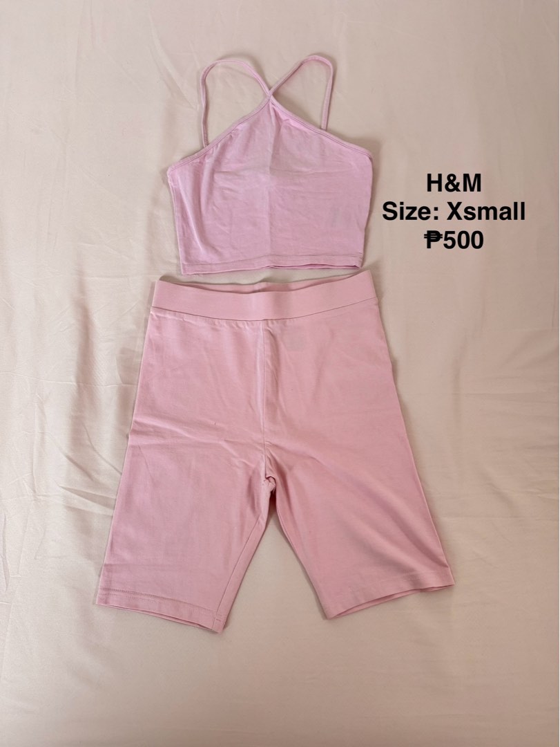 H&M pink terno cycling short and top, Women's Fashion, Activewear on ...
