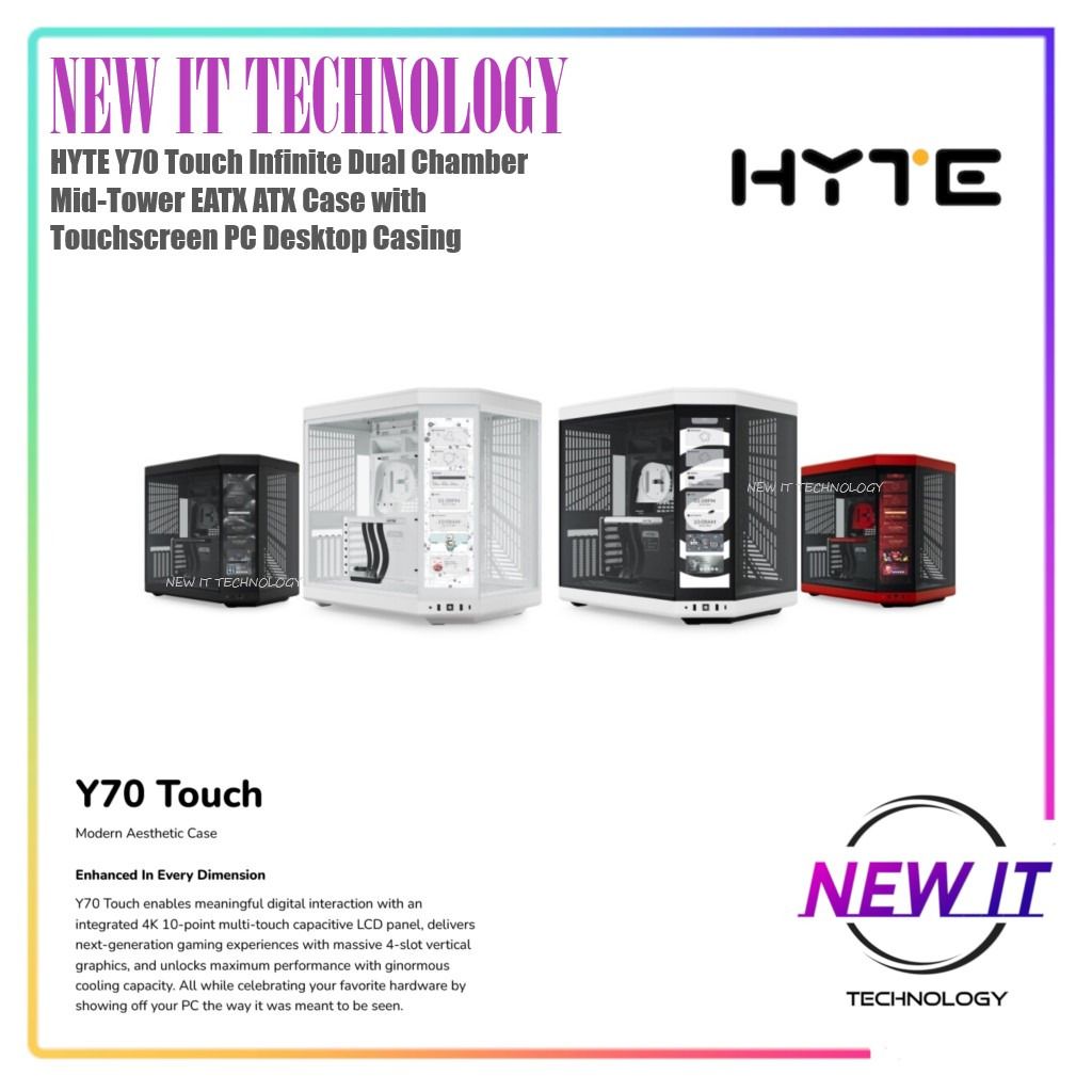HYTE Y70 & Y70 Touch Infinite Dual Chamber Mid-Tower EATX ATX Case with ...