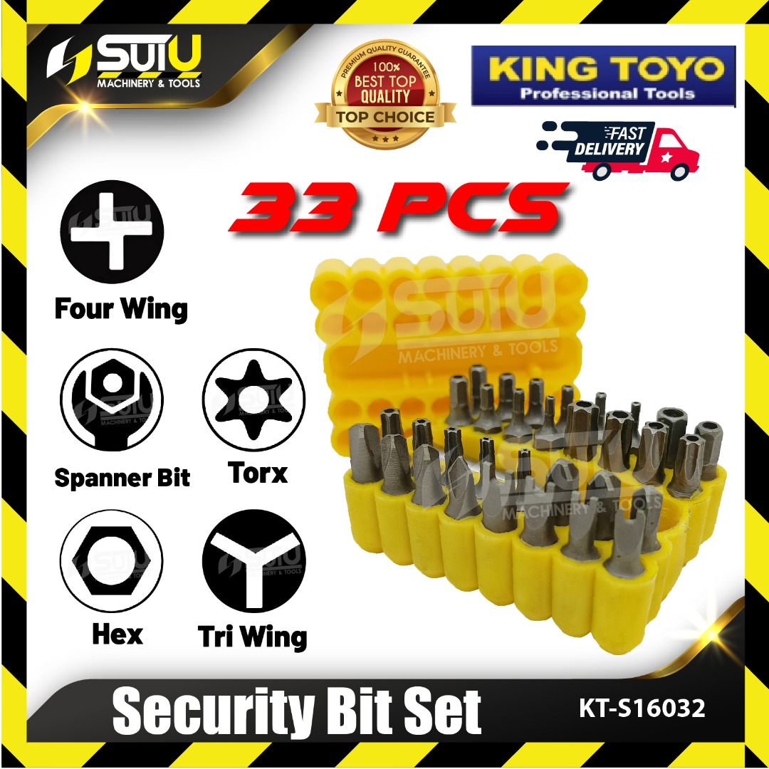 KING TOYO KT-S16032 / KTS16032 33pcs Security Bit Set, Furniture & Home ...