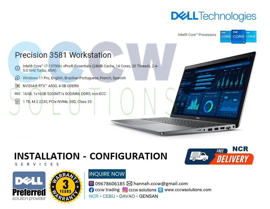 MOBILE WORKSTATION Dell Precision Mobile 3581 Intel Core i7-13700H ...