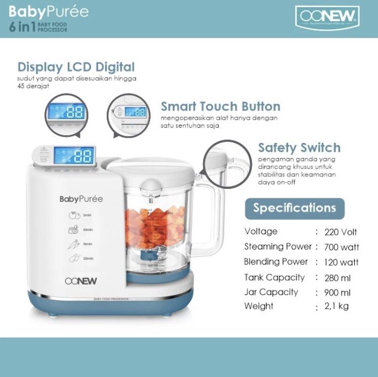 Oonew Baby Puree Navy 6 in 1 Blender MPASI , Kitchen & Appliances di ...