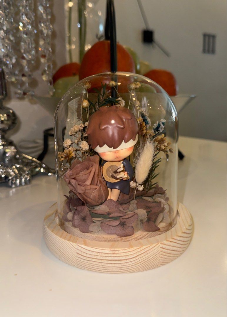 (POPMART) Hirono Blind Figurine Handmade Preserved Flower Dome - WITH ...