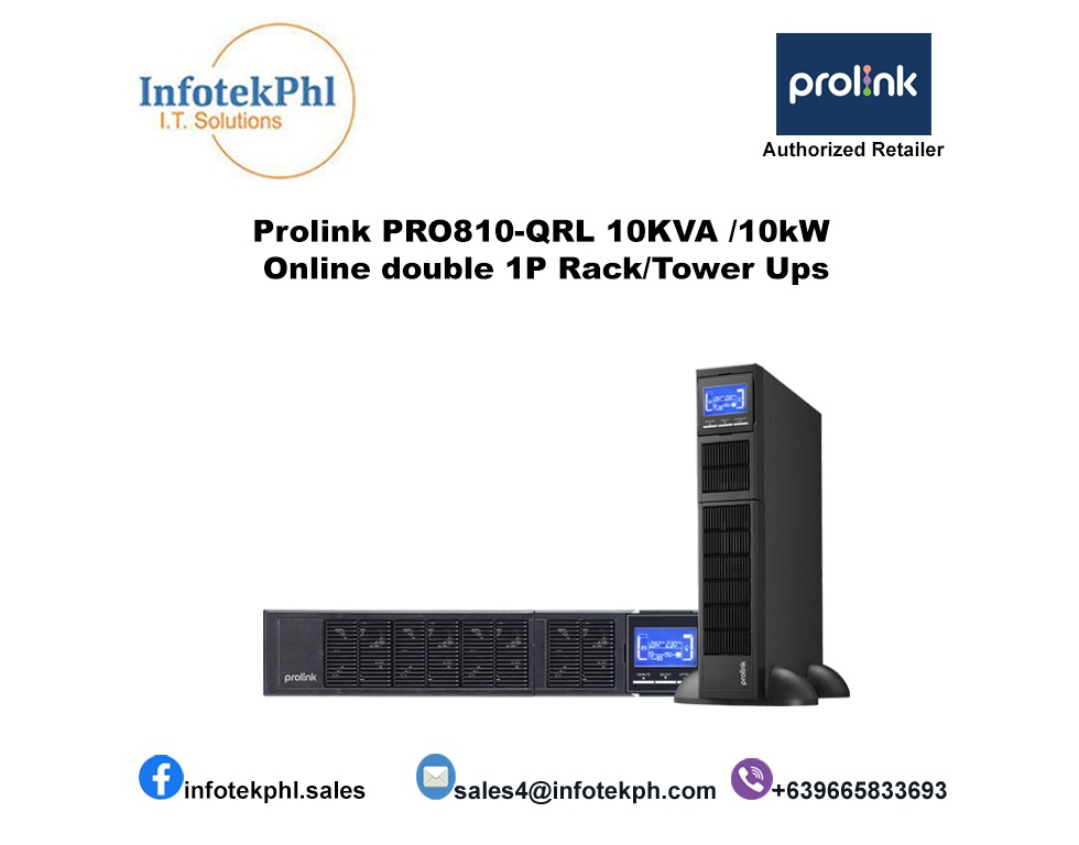 Prolink PRO810-QRL 10KVA /10kW Online double 1P Rack/Tower Ups ...