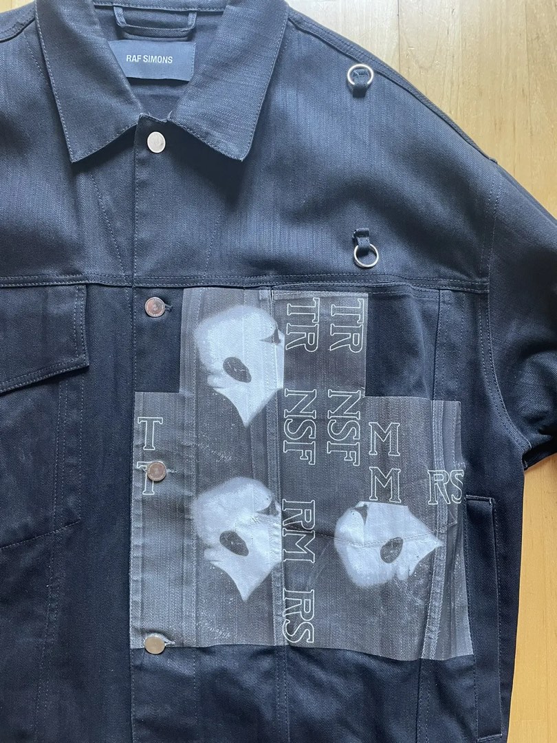 Raf Simons SS19 silver ring print denim jacket, Men's Fashion, Tops ...