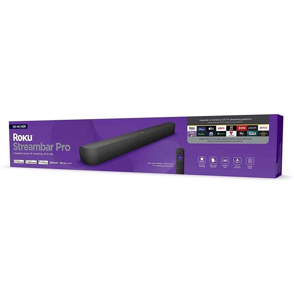 Roku Streambar Pro | 4K/HD/HDR Streaming Media Player & Cinematic Sound ...