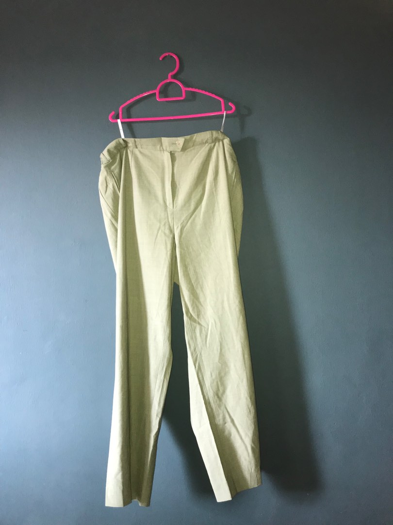 Sage Green Slacks, Women's Fashion, Bottoms, Other Bottoms on Carousell