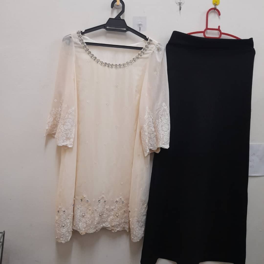 Set top labuh pearl+kain hitam labuh, Women's Fashion, Dresses & Sets ...