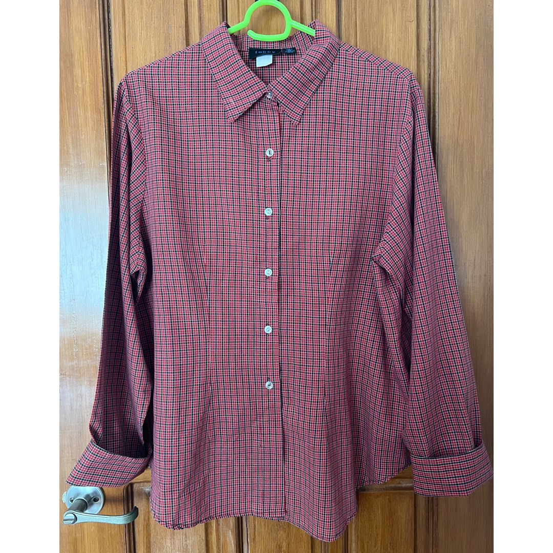 Tubby Red Checkered Button Down Long Sleeves Shirt XL (can fit up too ...