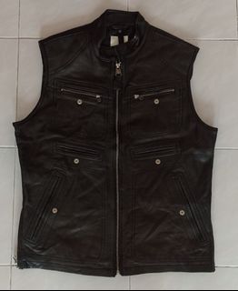 Diamond Plate Genuine Buffalo Leather Biker Vest S - New, Men's Fashion ...