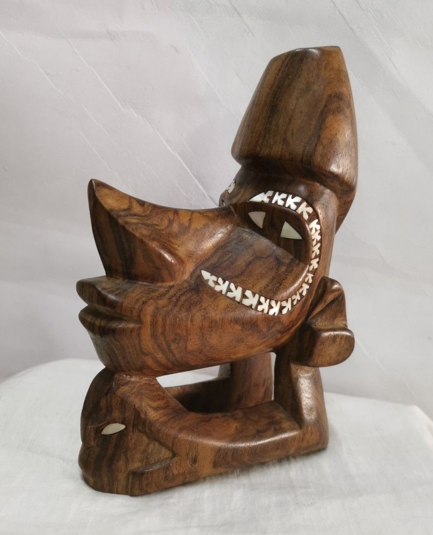 Vintage Nguzu carved wooden statue Solomon Islands South Pacific ...
