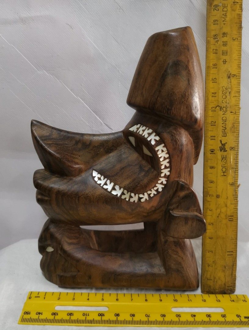Vintage Nguzu carved wooden statue Solomon Islands South Pacific ...