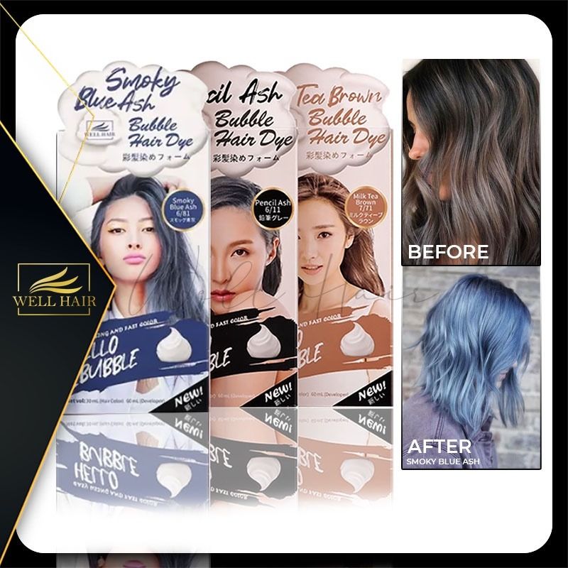 Well Hair 2in1 Coloring and Protection Bubble Hair Dye Uniform Coloring ...