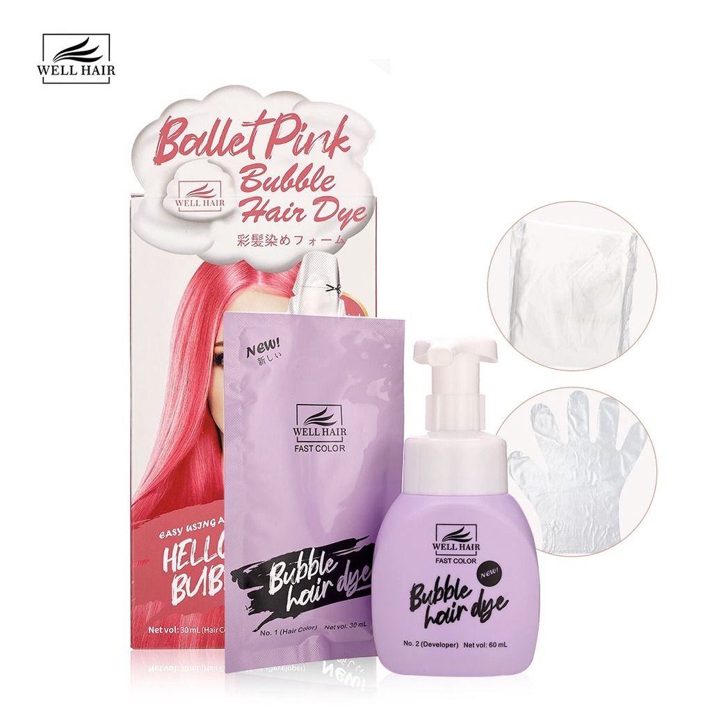 Well Hair 2in1 Coloring and Protection Bubble Hair Dye Uniform Coloring ...