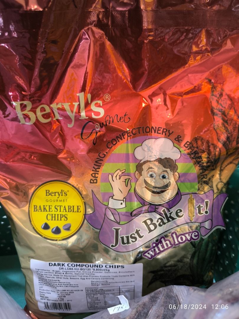Beryls Dark Chips Compound 1kg, Food & Drinks, Homemade Bakes on Carousell