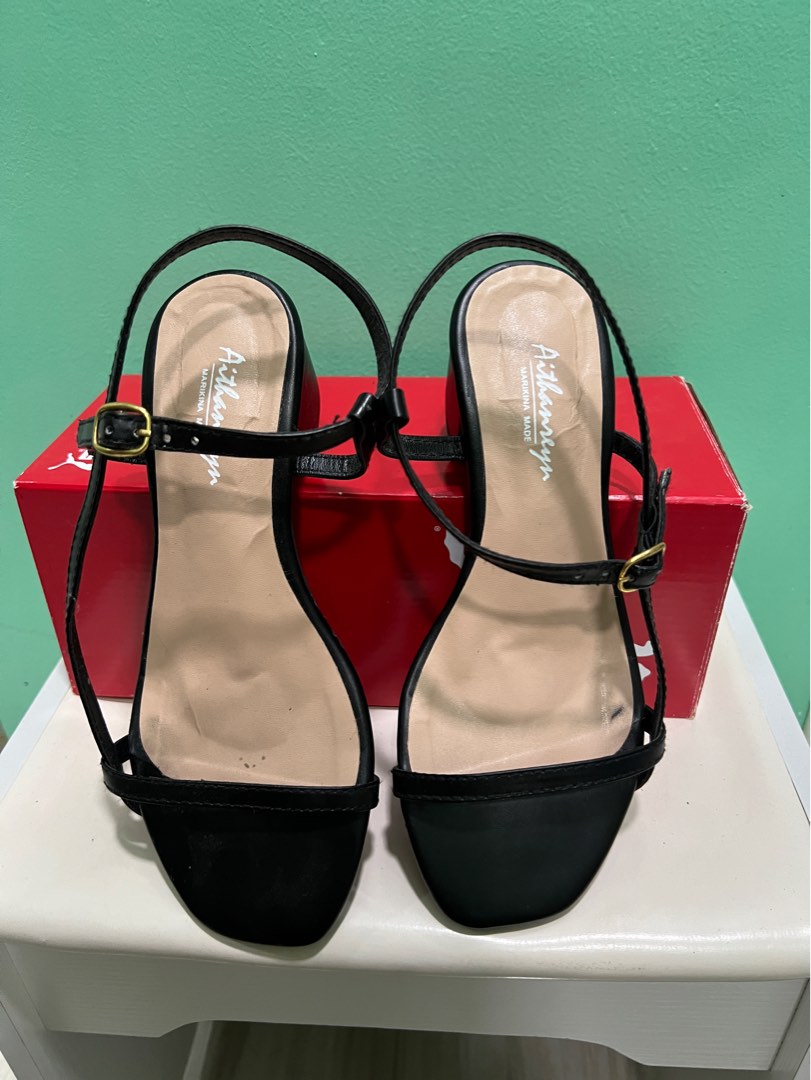 Black Marikina made 2 inch block heels, Women's Fashion, Footwear ...