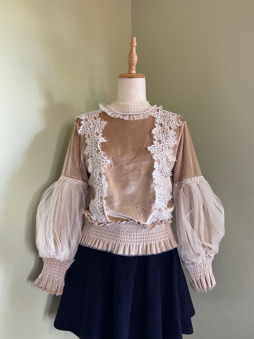 Victorian-inspired Top, Women's Fashion, Tops, Longsleeves on Carousell