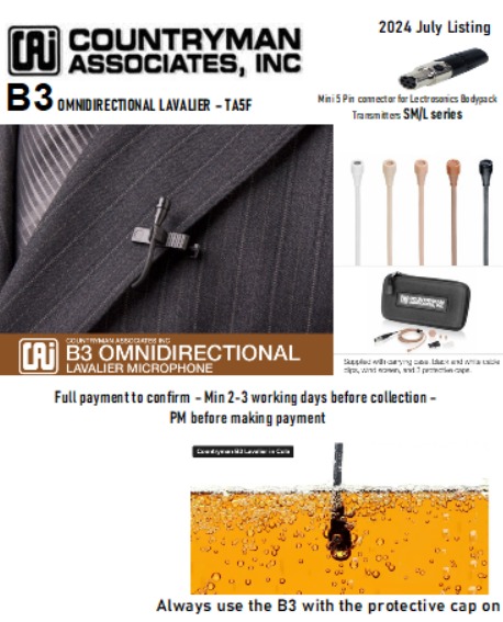 Countryman B3 omnidirectional water-resistant lavelier microphone ...