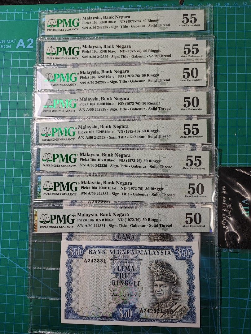 Duit Lama Rm50 Siri Kedua Nombor Berturutan 8 Keping Siap PMG Gred ...