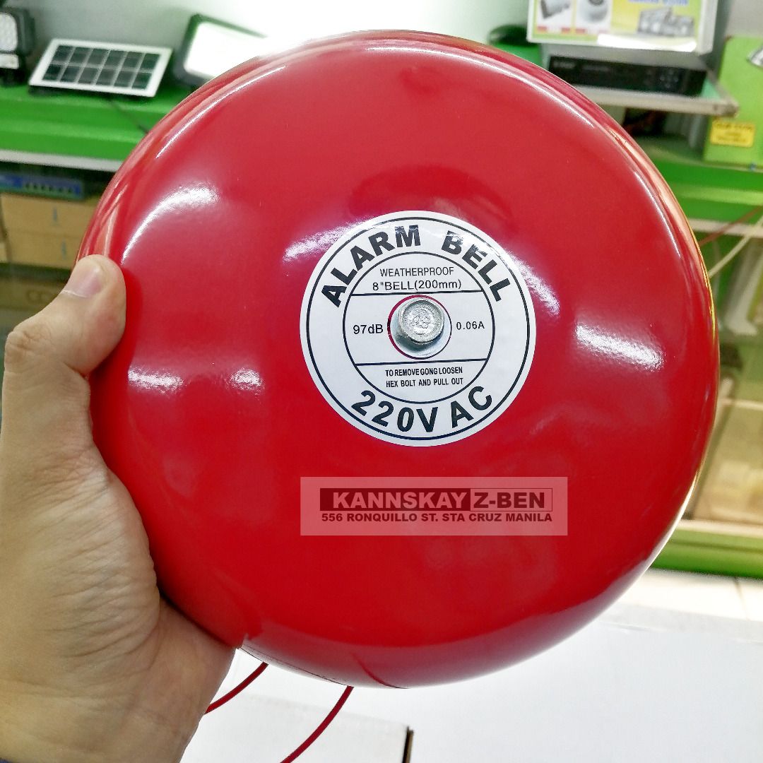 FIRE ALARM BELL 220vAC 10" 8" 6" inch + BREAKGLASS ALARM BUTTON MANUAL ...