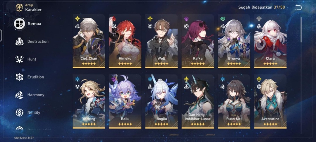 Honkai Star Rail CHEAPEST STACKED End Game Account 16x 5 Stars + 11x ...