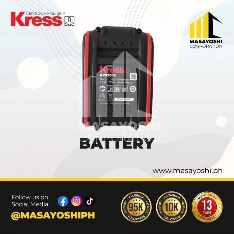Kress Battery 4.0Ah | KPB2003 | Electric Supply | Battery | Power Tools ...