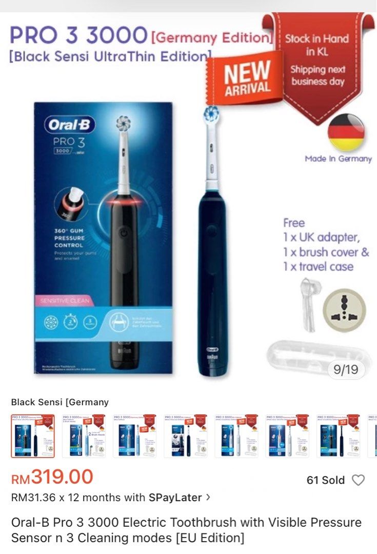 Oral B Pro 3 3000 Braun, Beauty & Personal Care, Oral Care on Carousell