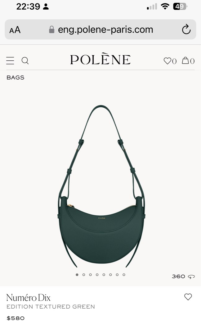 Polene Numero Dix Textured Green, Luxury, Bags & Wallets on Carousell