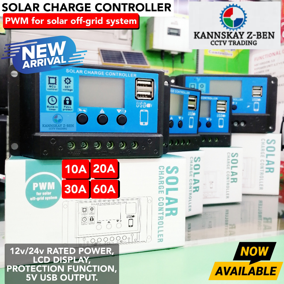 PWM Solar Charge Controller 12V/24V Battery Regulator LCD Display w ...