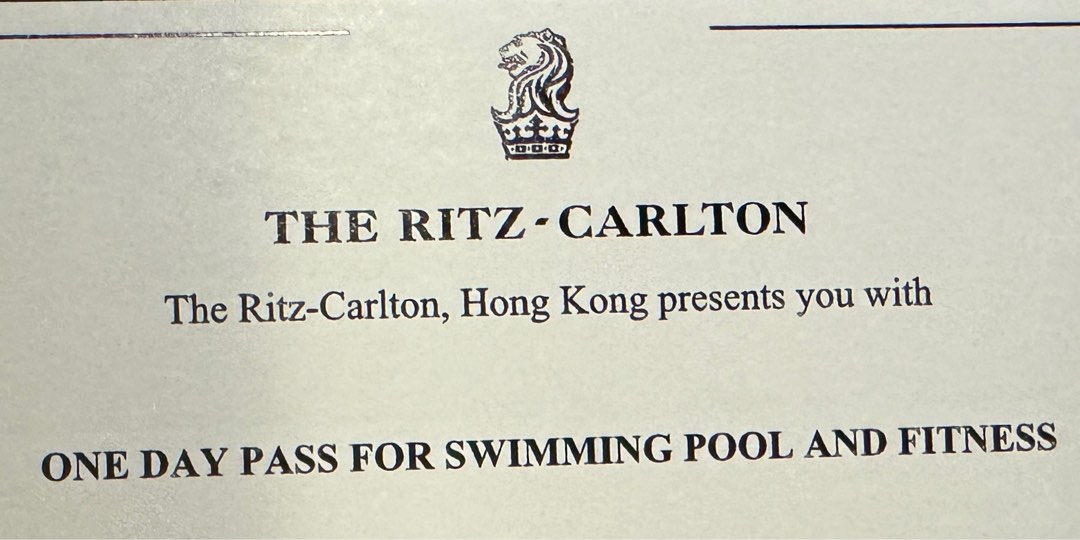 Day Pass to Ritz Carlton Swimming Pool & Fitness, 門票＆禮券, 現金券、兌換券、禮券 ...