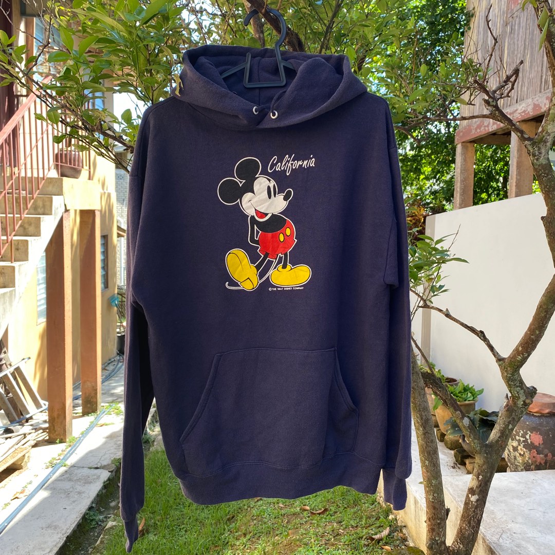 Vintage 90s Mickey Mouse Velva Sheen Mirror Print Hoodie, Men's Fashion ...