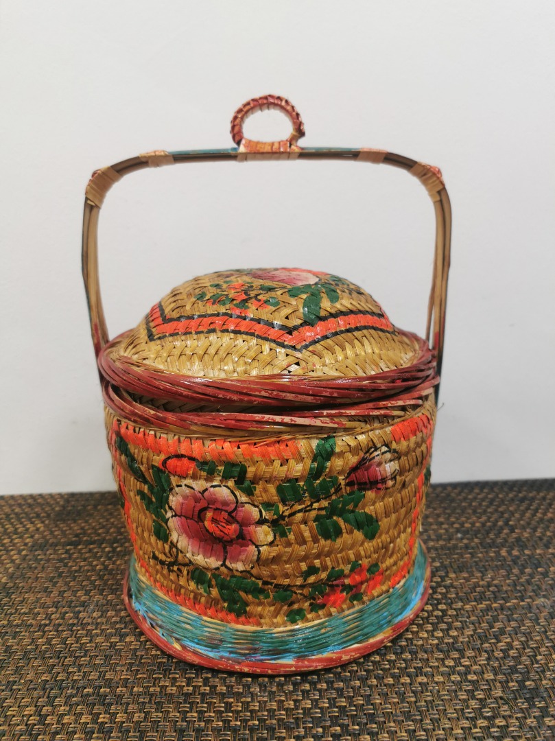 Vintage Chinese Teochew Peranakan Wedding Cane Basket, Furniture & Home ...