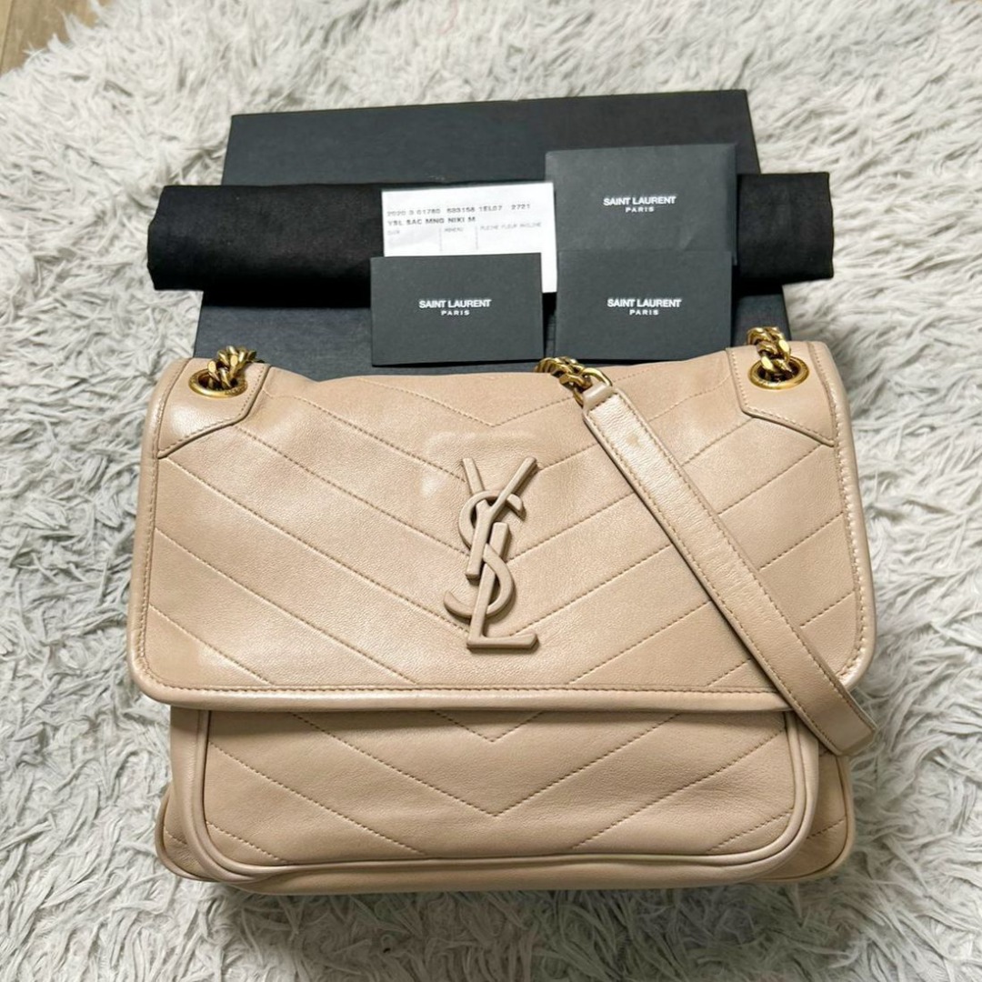 YSL Niki medium 2020 nude ghw with db booklet box yc, Barang Mewah, Tas ...