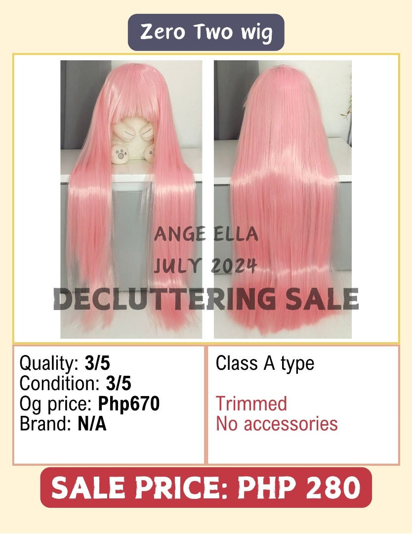 Zero Two wig (Darling in the FRANXX), Everything Else, Others on Carousell