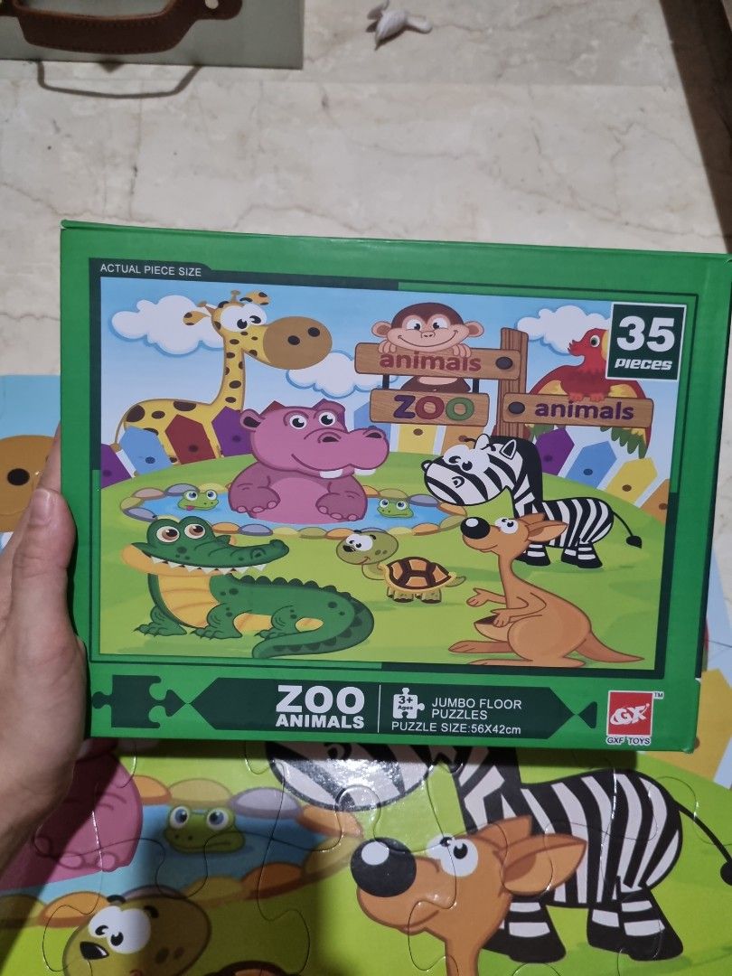 Zoo Animals Puzzle Jumbo 35 Pcs (3+), Toys & Collectibles, Mainan di ...